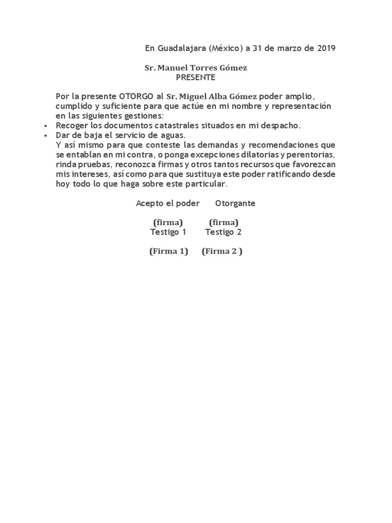 Carta Poder para Recoger Documentos Oficiales | PDF