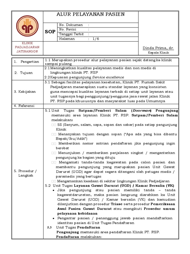Sop Alur Pelayanan Pasien | PDF