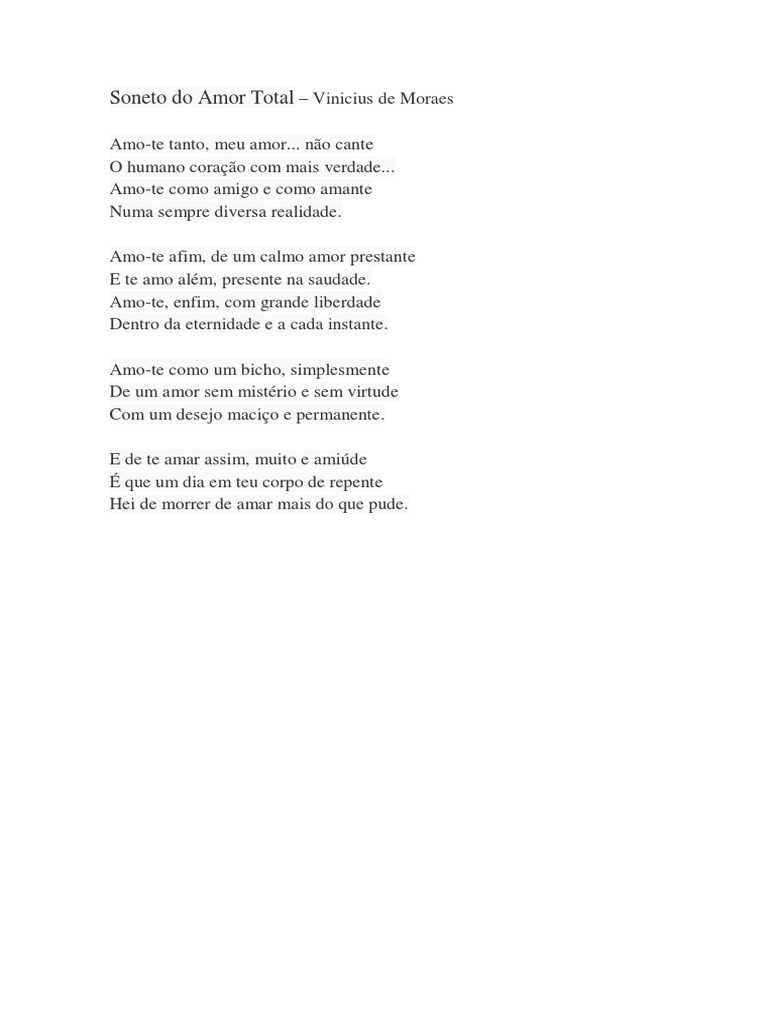 Soneto Do Amor Total PDF | PDF