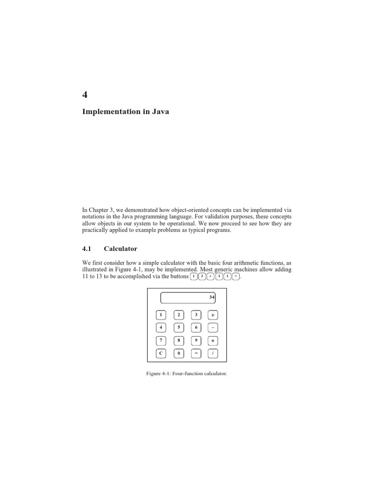 Implementation in Java: 4.1 Calculator | PDF | Method (Computer ...