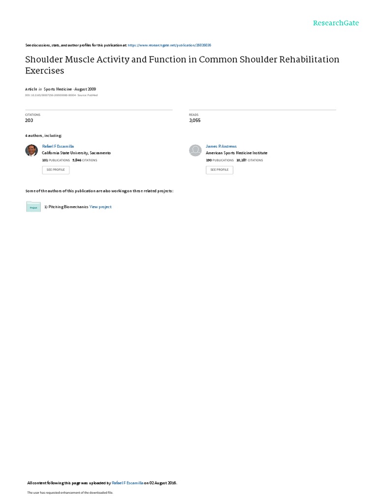 Shoulder Rehab: Muscle Activity Insights | PDF | Shoulder | Anatomical ...