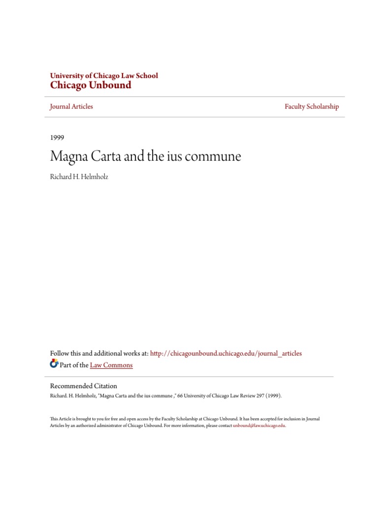 Magna Carta and The Ius Commune | PDF | Magna Carta | Common Law