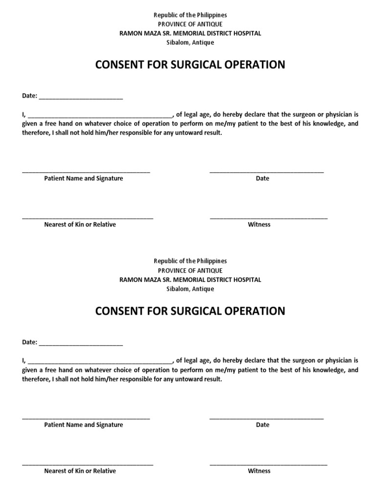 Surgical Operation Consent Form | PDF