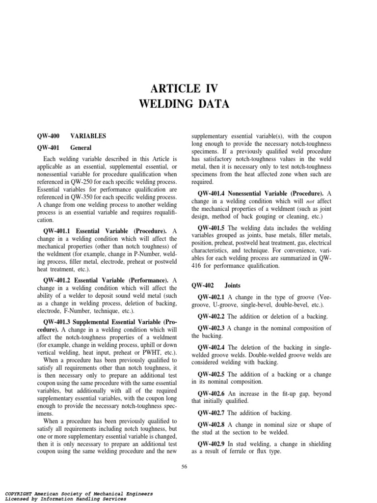Asme Sec Ix PT QW Article IV | PDF | Welding | Construction