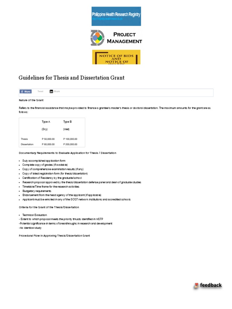 Guidelines For Thesis and Dissertation Grant | PDF | Thesis | Academia