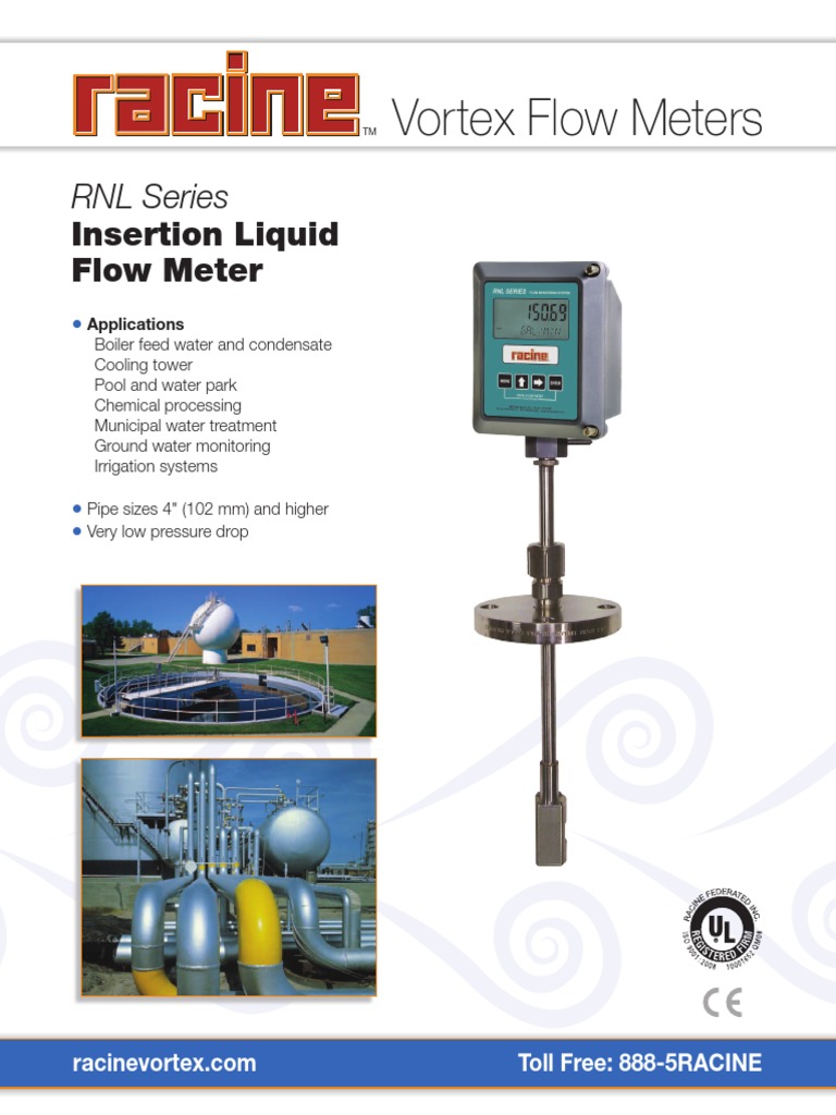 5597 03 DB Racine Vortex Insertion Liquid Flow Meter RNL | PDF | Flow Measurement | Vortices
