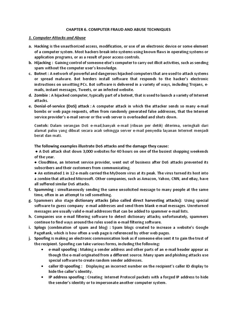 Summary CH.6 Computer Fraud and Abuse Techniques | PDF | Email Spam ...