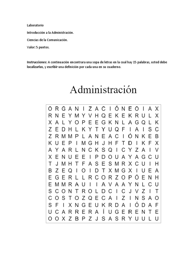 Laboratorio Sopa de Letras | PDF