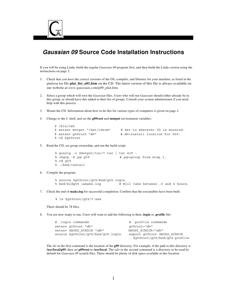 Gaussian09 Source Install | PDF | Superuser | Computer Program