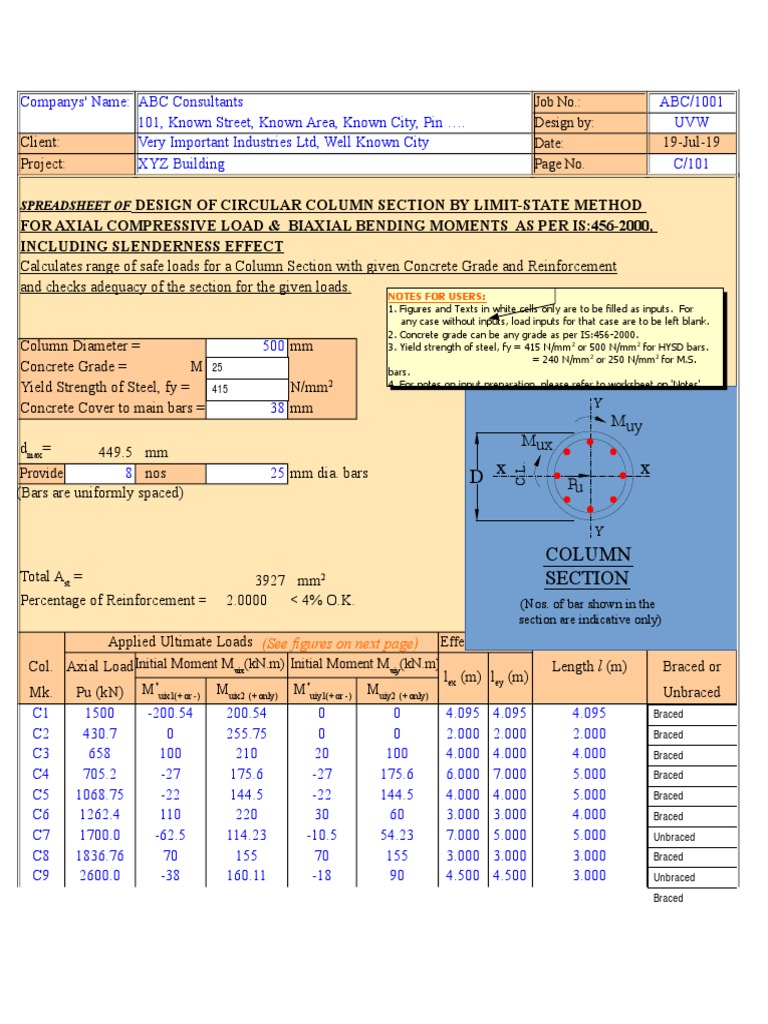 For Axial Compressive Load & Biaxial Bending Moments As Per Is:456-2000 ...
