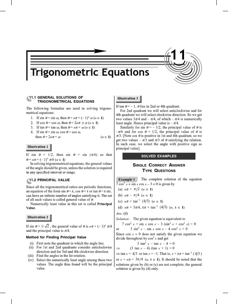 Trigonometric Equations | PDF | Sine | Trigonometric Functions