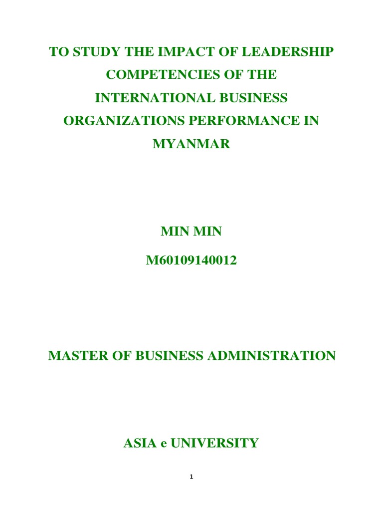 Leadership Competencies in Myanmar Business | PDF | Optimism ...