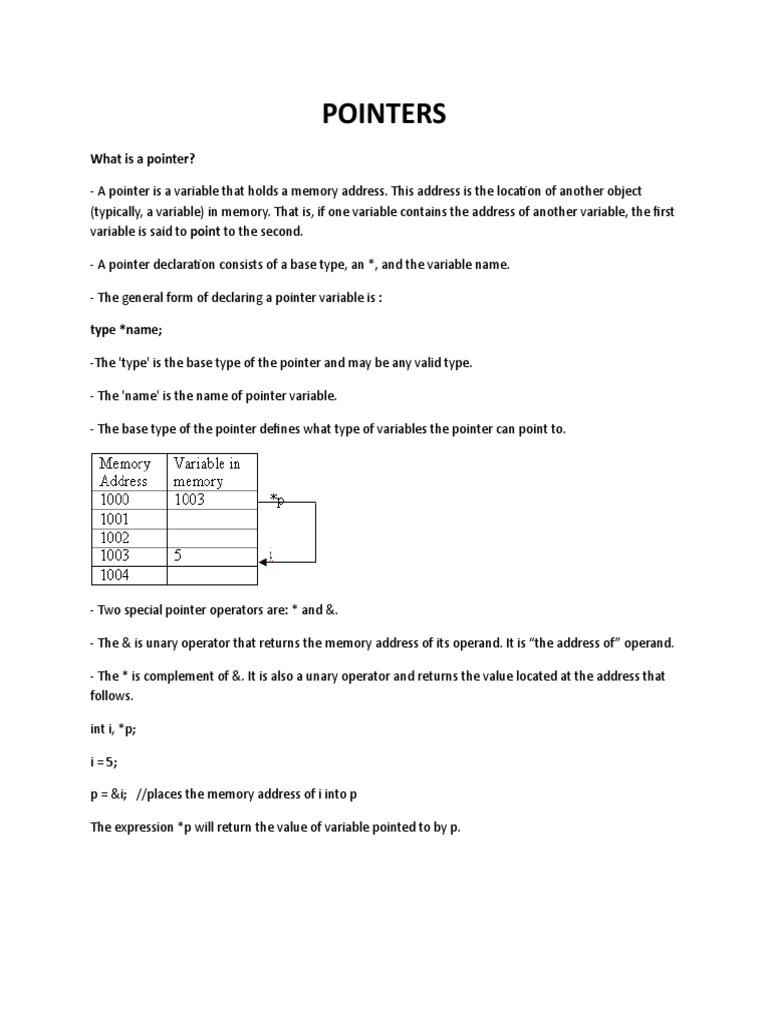Pointers: What Is A Pointer? | PDF | Pointer (Computer Programming) | Data Type