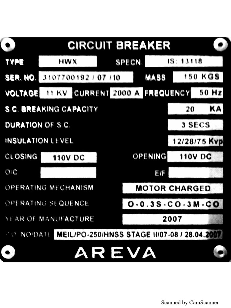 Areva HWX Type Catalogue | PDF