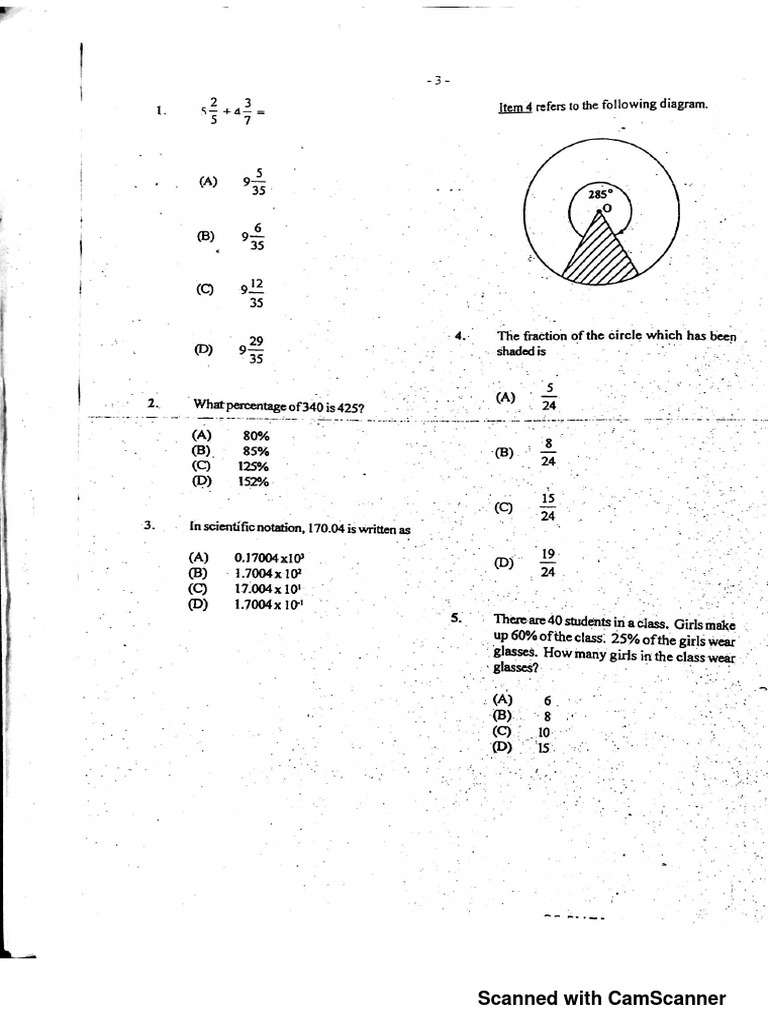 Csec Math 2005 | PDF
