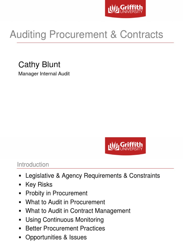 Procurement and Contract Audit Guide | PDF | Procurement | Internal Audit