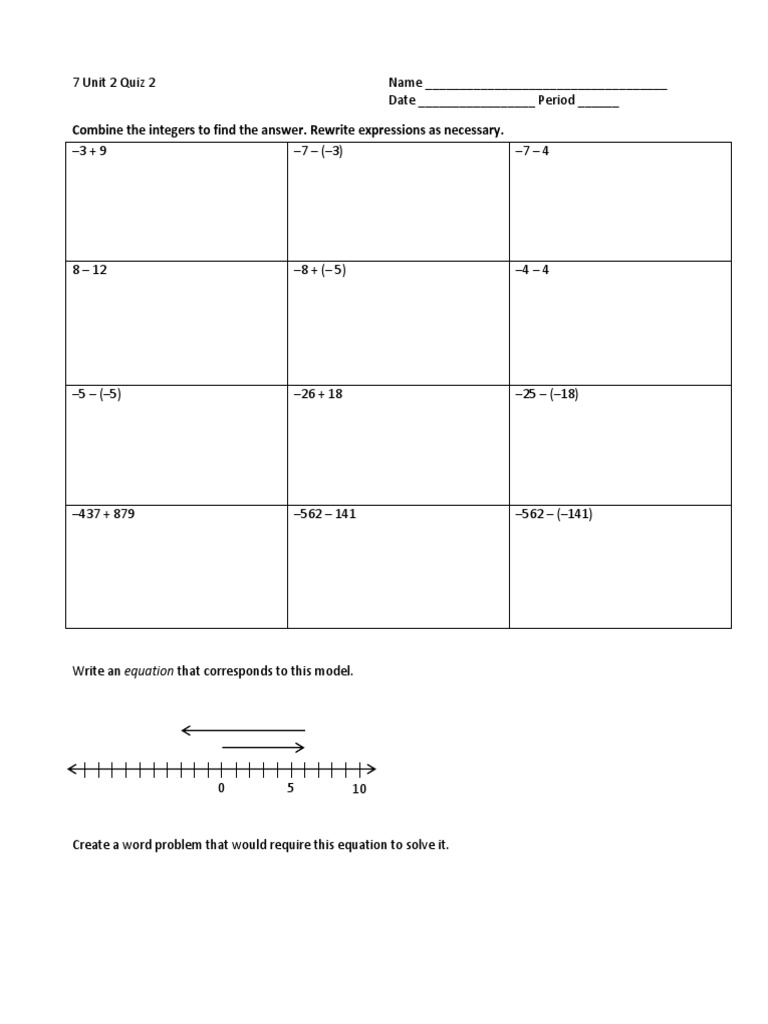 Combine The Integers To Find The Answer. Rewrite Expressions As ...