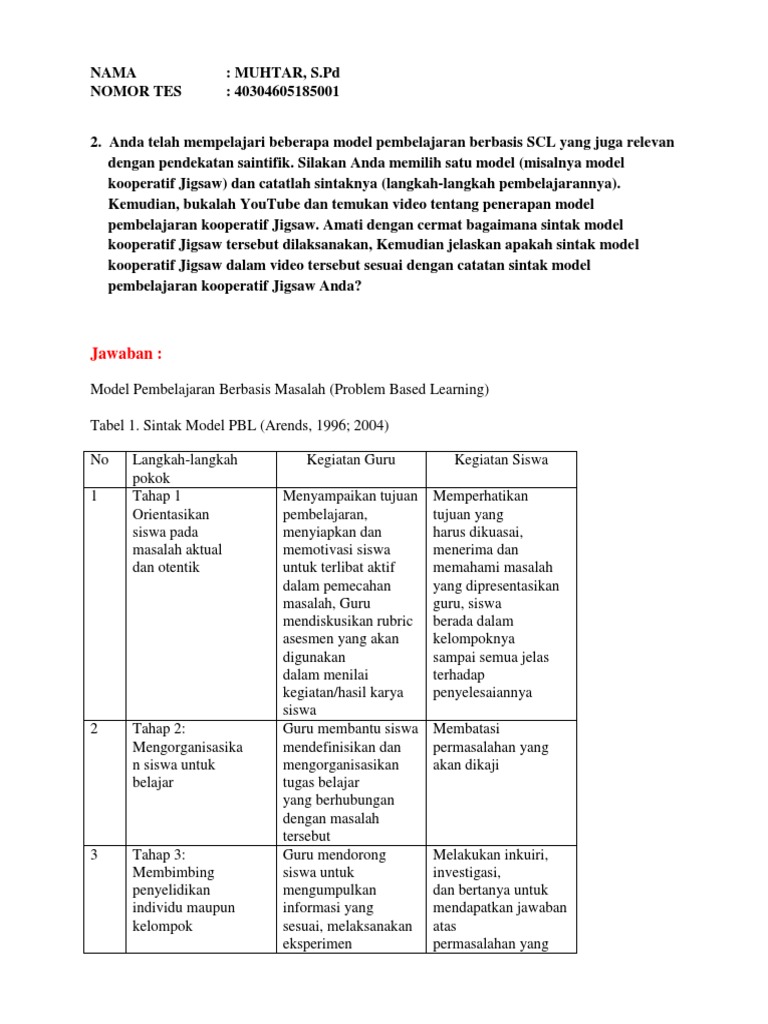 Tugas m5 Sintak Problem Based Learning | PDF