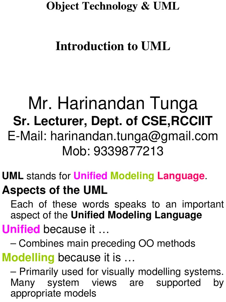 Object Technology And Uml Pdf Inheritance Object Oriented Programming Unified Modeling