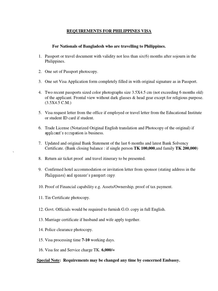 Visa Requirements for Bangladesh Nationals | PDF