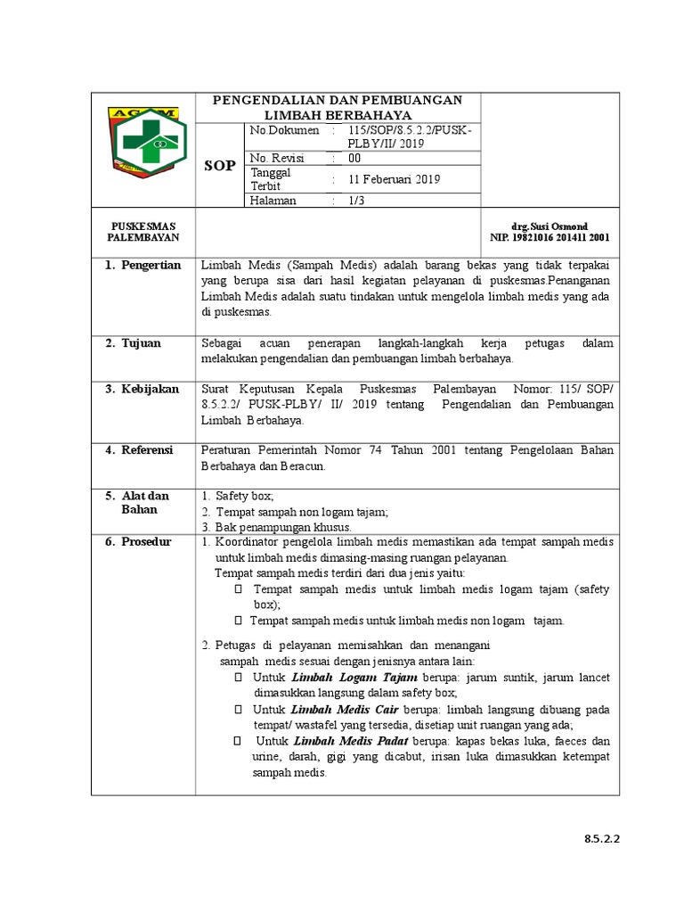 Sop Pembuangan Sampah Kesehatan Lingkungan | PDF