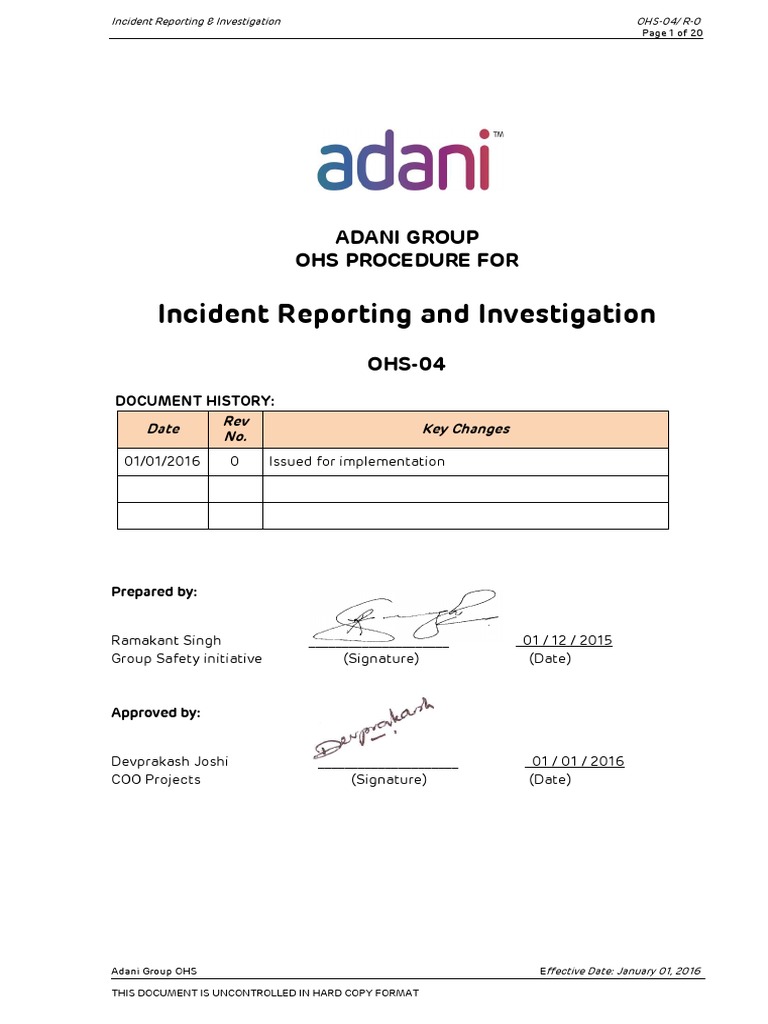 OHS Incident Reporting Procedure | PDF | First Aid | Occupational ...