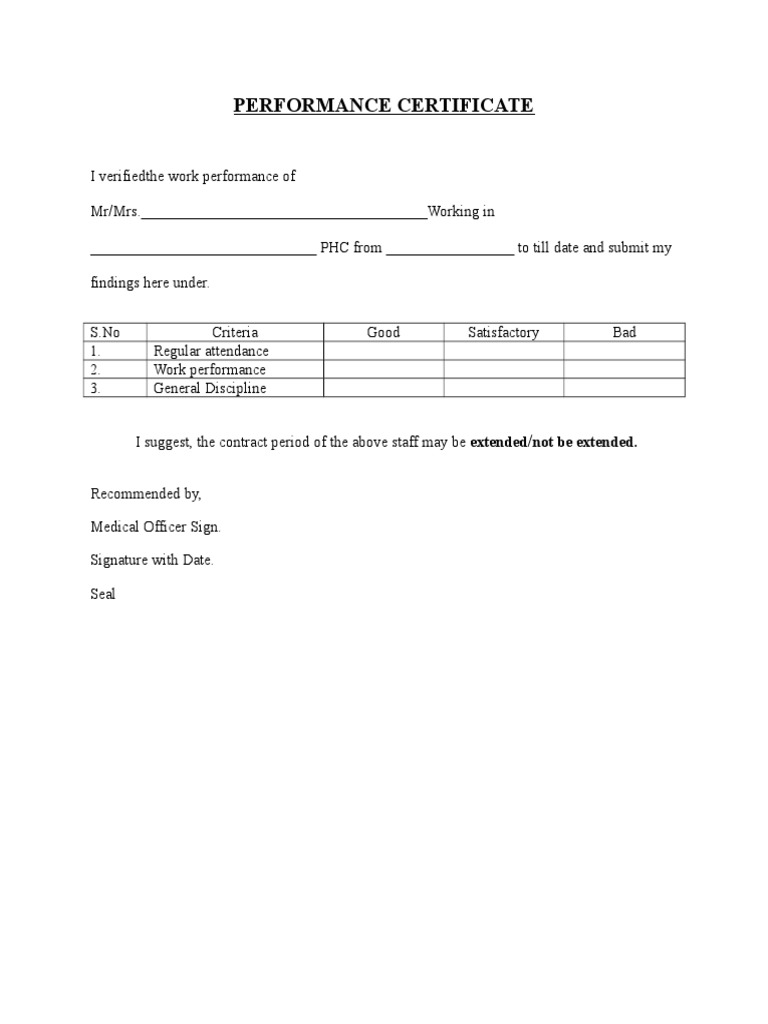 Performance Certificate Template | PDF | Career & Growth