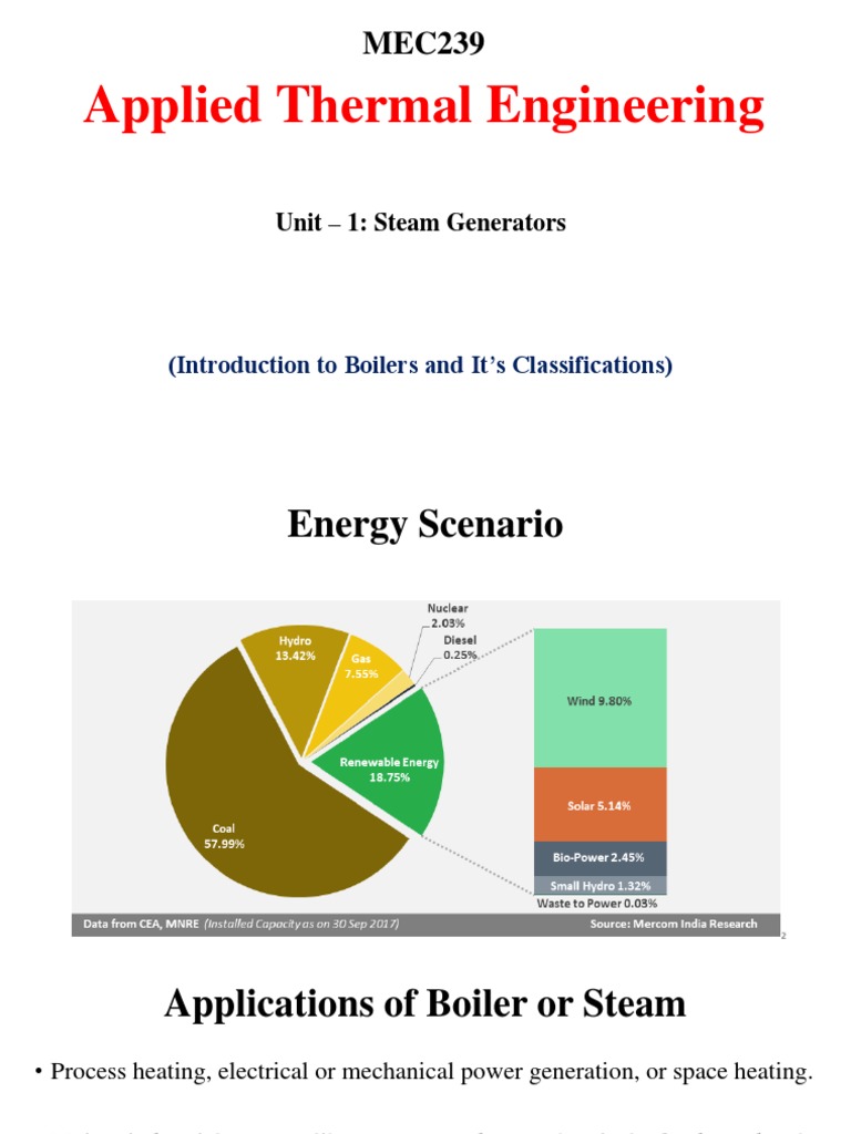 Applied Thermal Engineering: Unit - 1: Steam Generators | PDF | Steam | Boiler