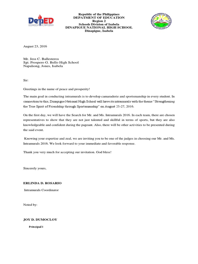 Invitation Letter To Judges | PDF