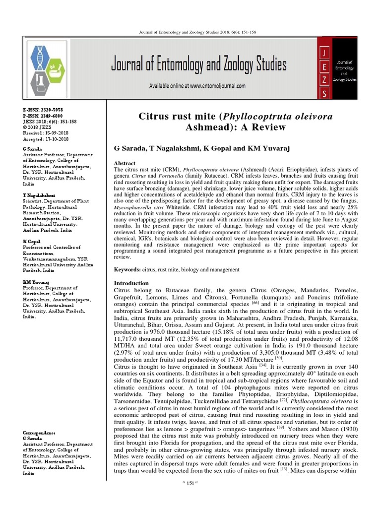 Citrus Rust Mite (Phyllocoptruta Oleivora) | PDF | Citrus | Orange (Fruit)