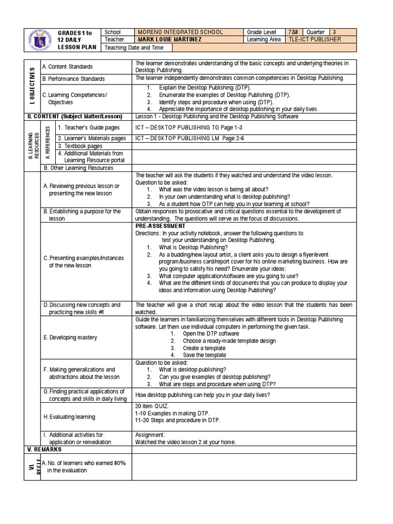 DLP Sa DTP 1 | PDF | Educational Technology | Learning