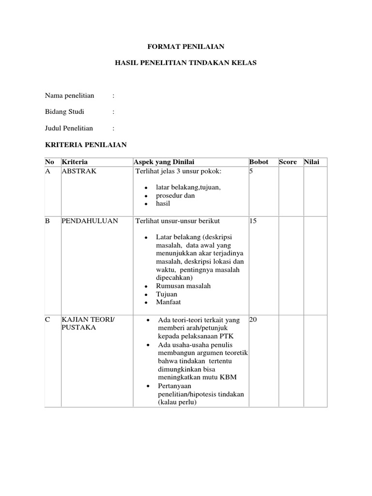 Format Telaah PTK | PDF