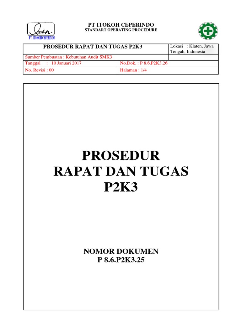 SOP Rapat P2K3 | PDF