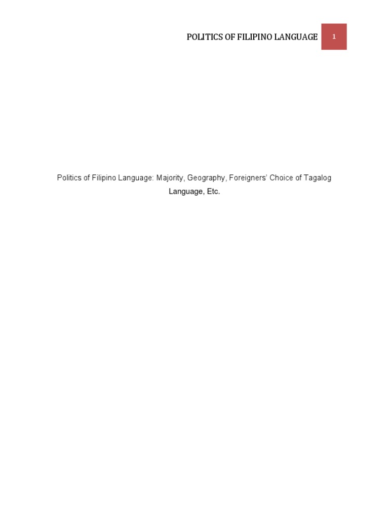 Final Output - Politics of Filipino Language | PDF | Tagalog Language ...