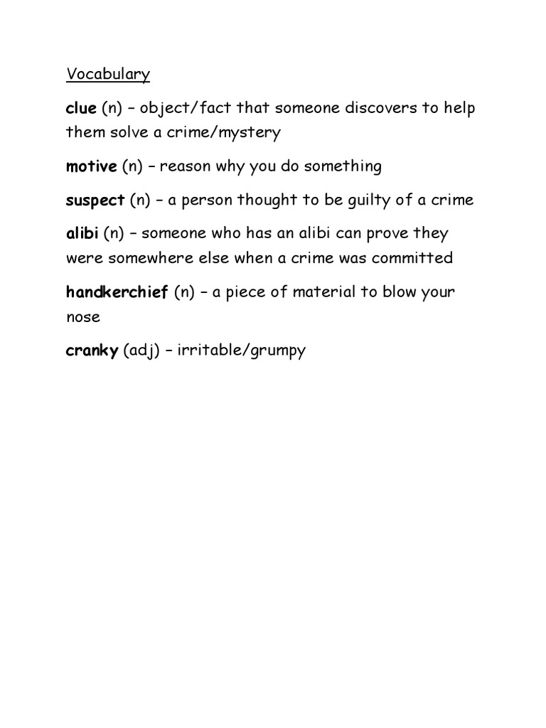 Murder Mystery Notes For Ss | PDF