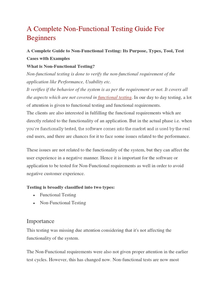 A Complete Non-Functional Testing Guide | PDF | Software Testing ... A Complete Non-Functional Testing Guide | PDF | Software Testing ...