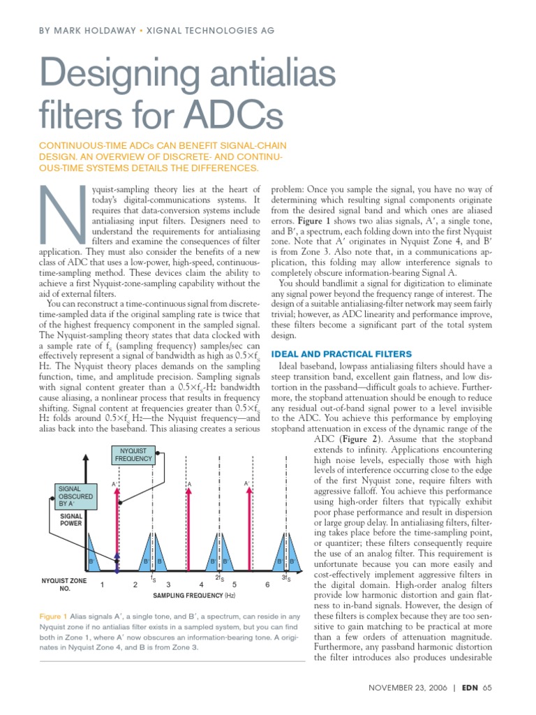 Aliasing Filter Design Pdf Analog To Digital Converter Sampling Signal Processing