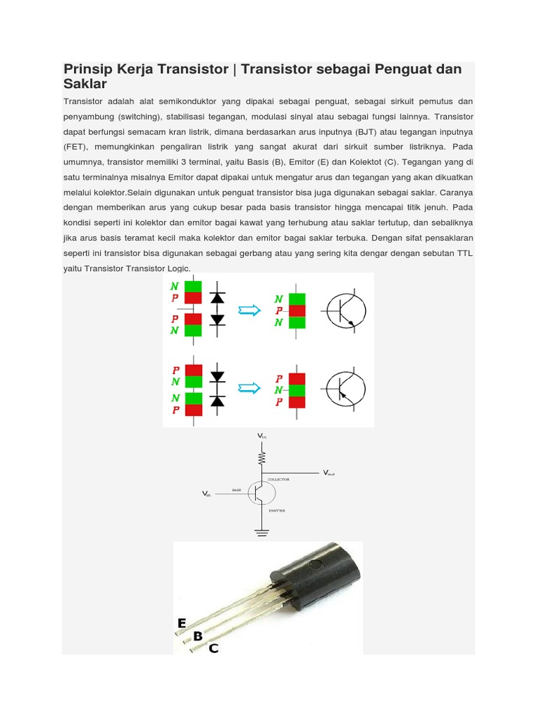 Prinsip Kerja dan Fungsi Transistor | PDF