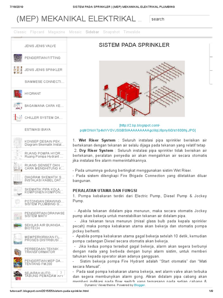 Sistem Pada Sprinkler - (Mep) Mekanikal Elektrikal Plumbing | PDF