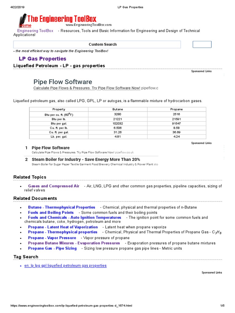 LP Gas Properties | PDF | Propane | Liquefied Petroleum Gas