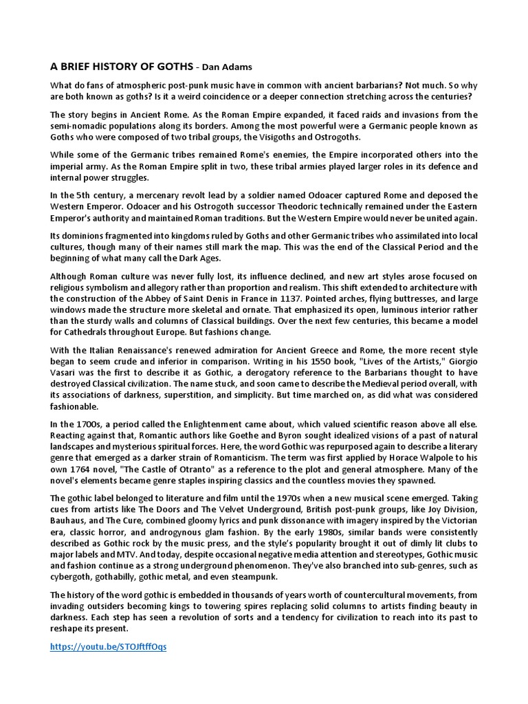 A Brief History of Goths: - Dan Adams | PDF | Roman Empire | Germanic ...