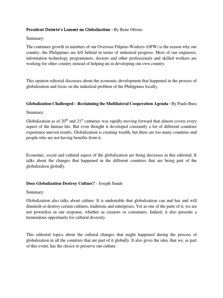 CONWORLD | PDF | Globalization | Philippines