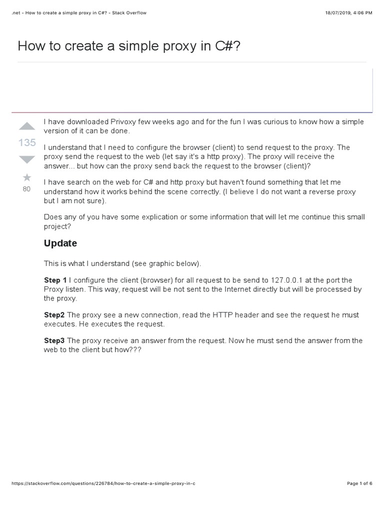 Net - How To Create A Simple Proxy in C#? - Stack Overflow | PDF | Proxy Server | Hypertext ...