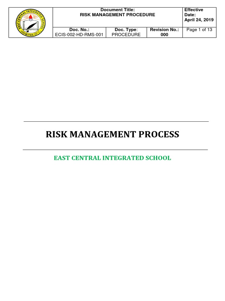 Risk Management Procedure | PDF | Risk Management | Occupational Safety ...