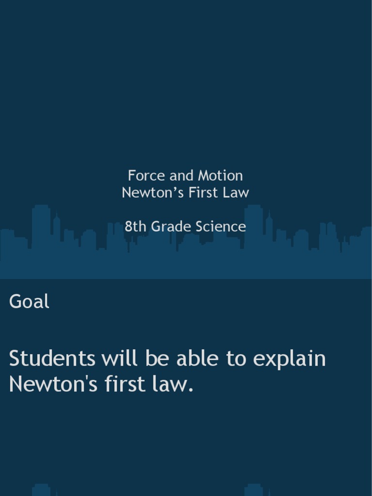 Newton's First Law for 8th Graders | PDF