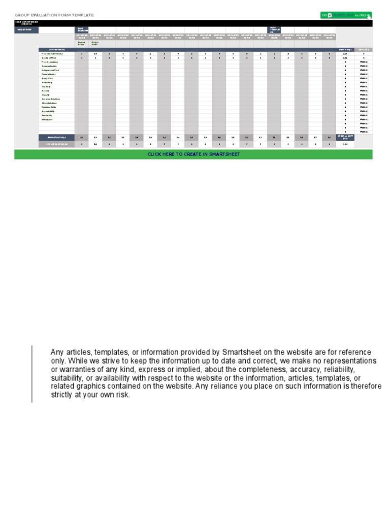 Group Evaluation Form Template: Click Here To Create in Smartsheet ...