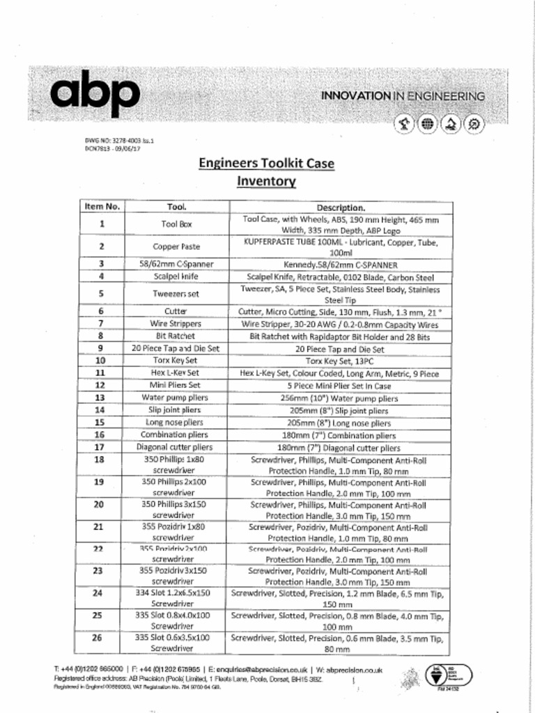 Tool Box Tool List | PDF