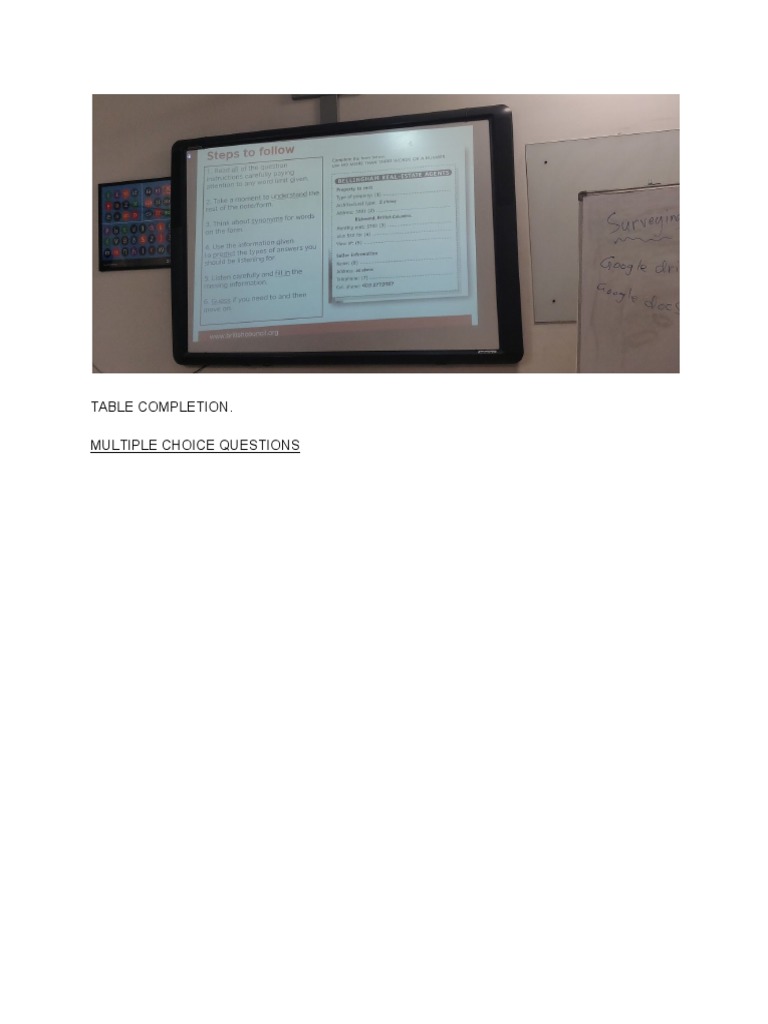 Table Completion. Multiple Choice Questions | PDF