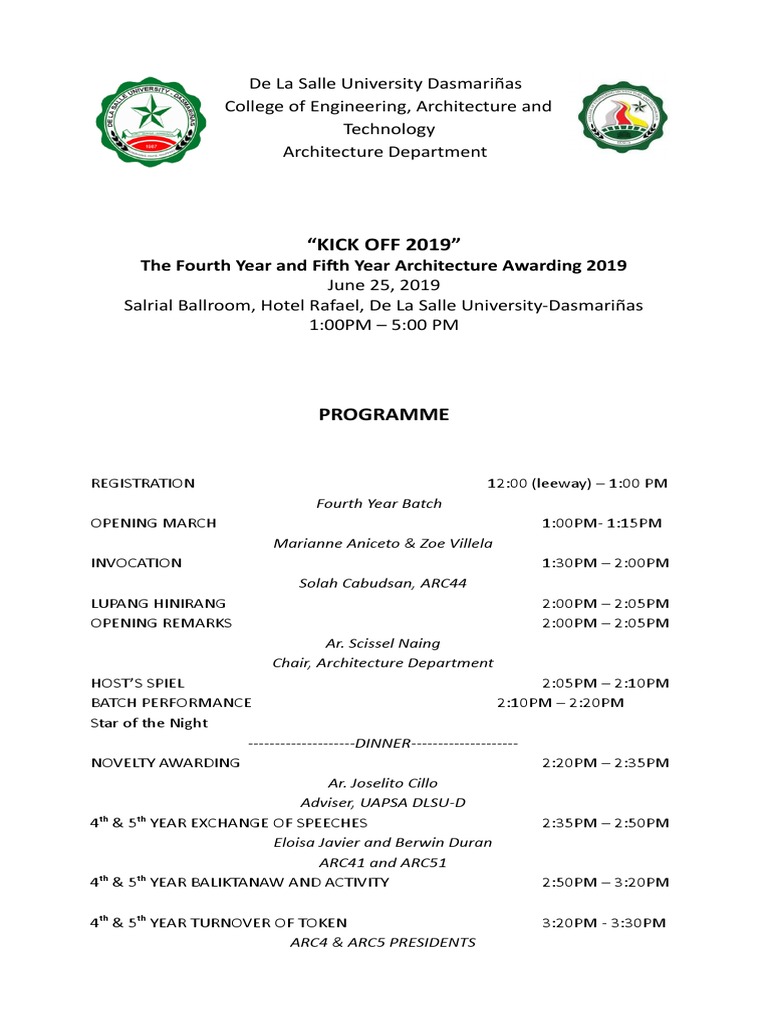 Final Kick Off Program | PDF | Academia