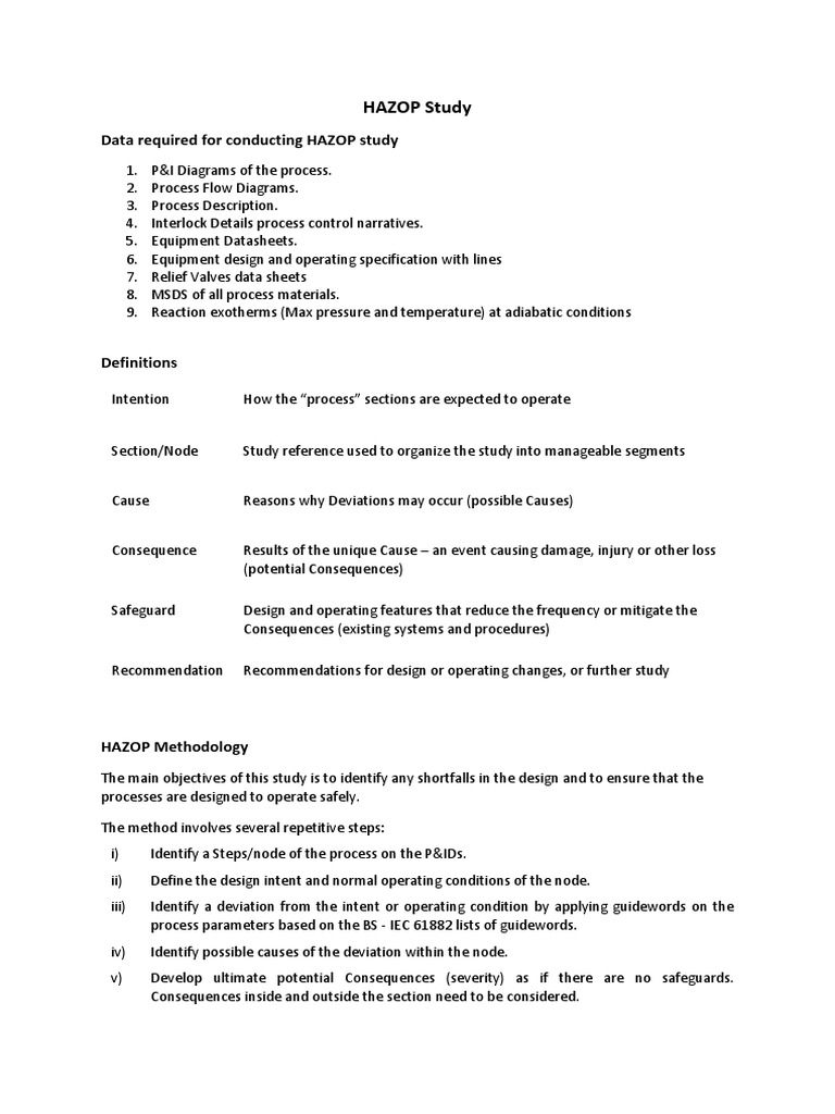 HAZOP Study Methodology | PDF | Risk | Reliability Engineering